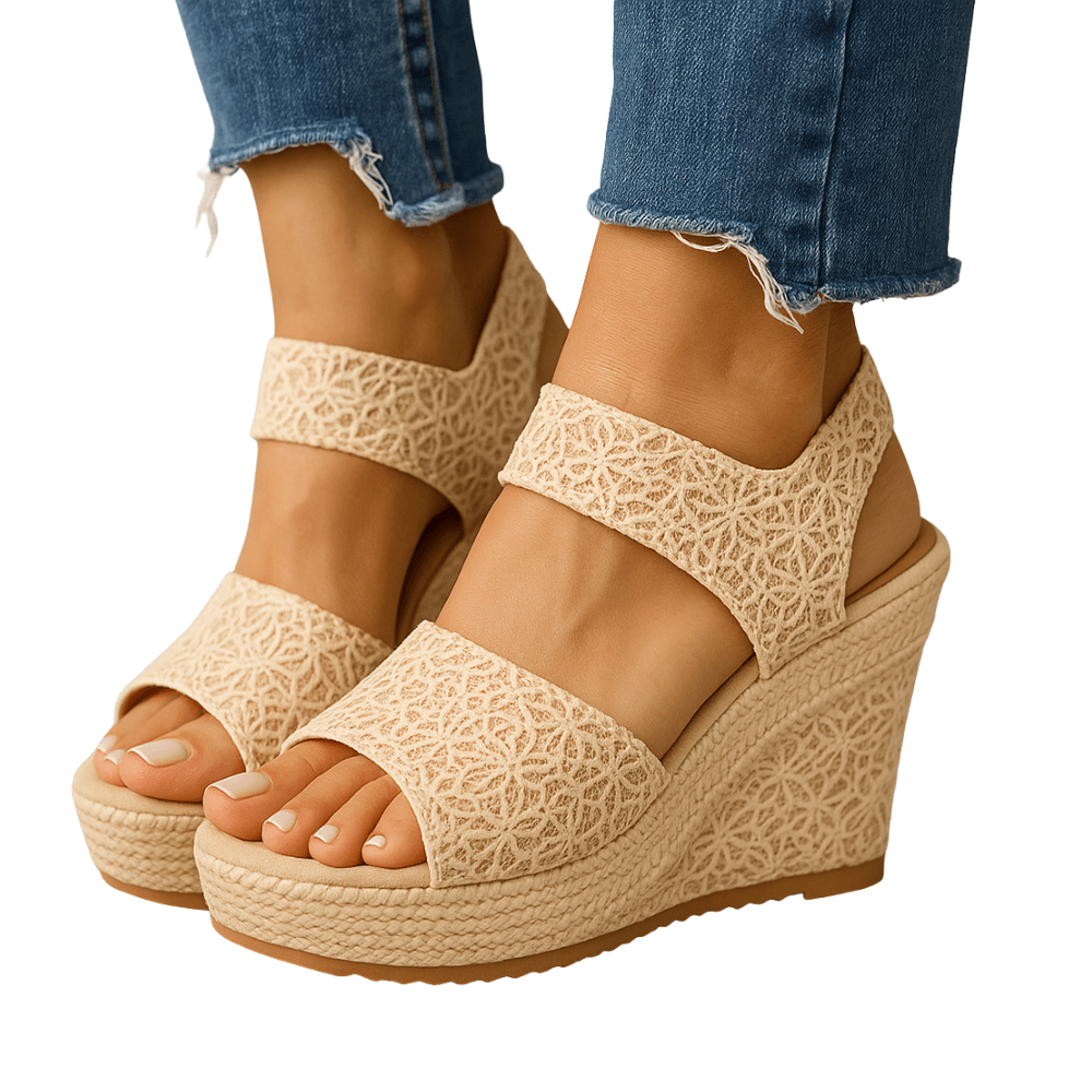 Lace Jute Wedge Sandals | Intricate Upper, Wide Foot Support ...