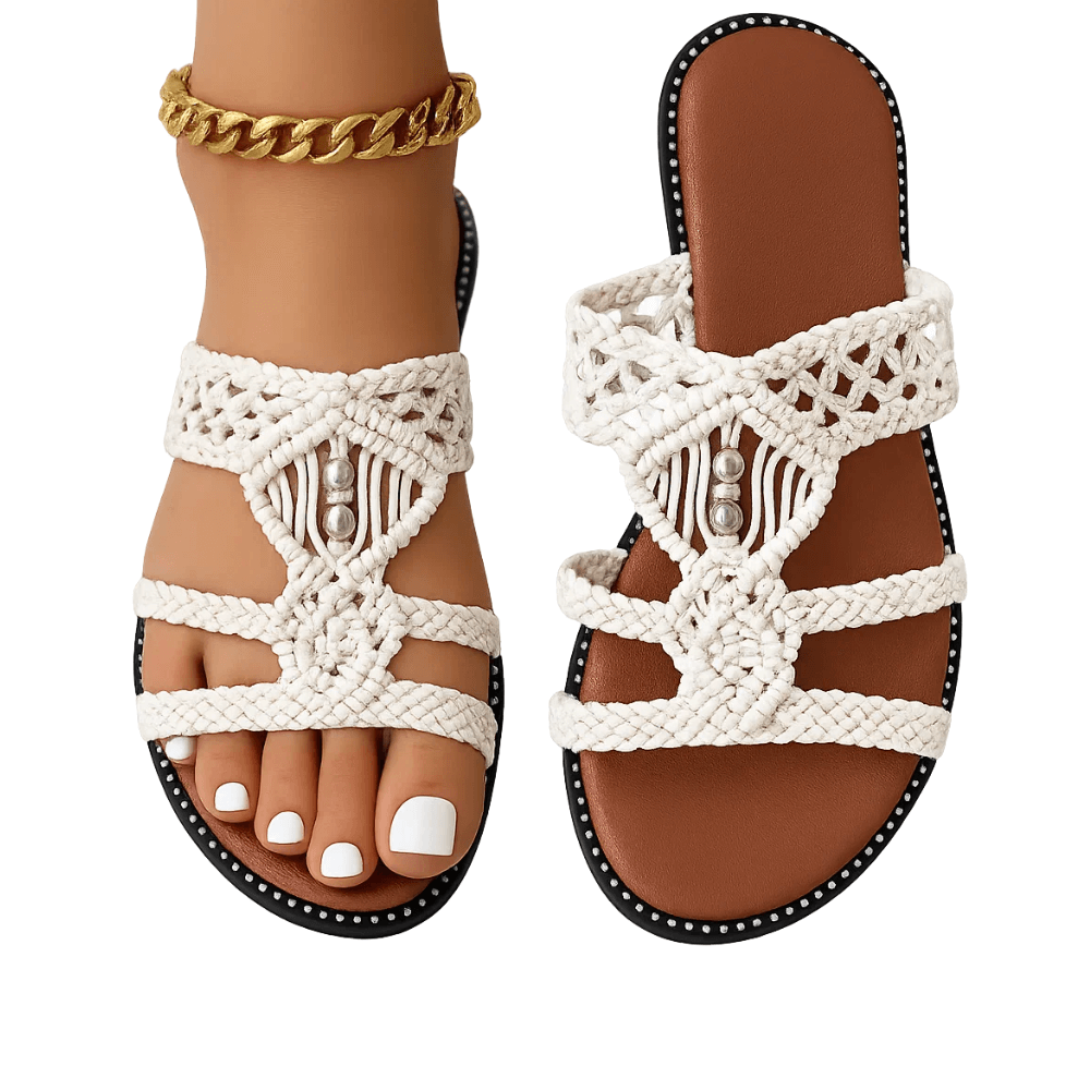 Flat Sandals | Braided Straps, Supportive Footbed | Lightweight Boho ...